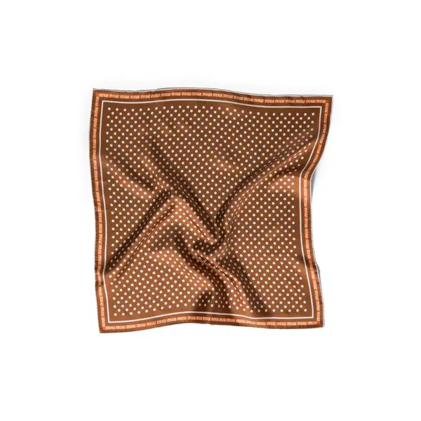Miu Miu Printed Twill Scarf - Cognac/orange