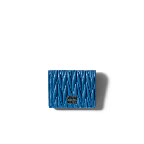 Miu Miu Small Matelassé Nappa Leather Wallet - Wave Blue