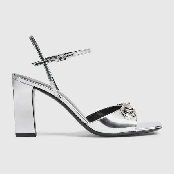 Gucci Signora Leather Sandals - Silver