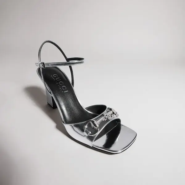 Gucci Signora Leather Sandals - Silver