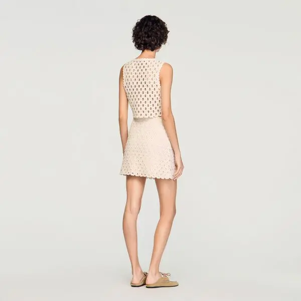 Sandro Beaded Crochet Knit Top