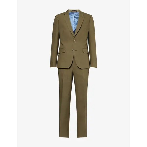 Paul Smith Single-breasted Linen Suit - Olive
