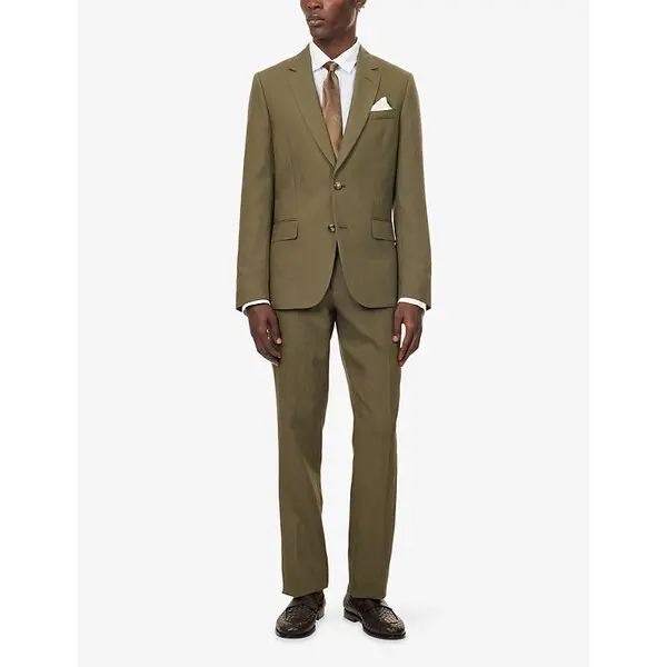 Paul Smith Single-breasted Linen Suit - Olive
