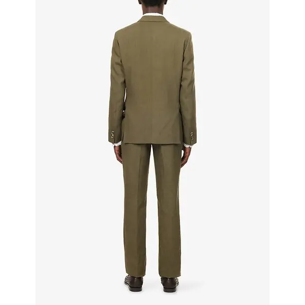 Paul Smith Single-breasted Linen Suit - Olive