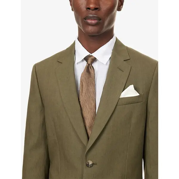 Paul Smith Single-breasted Linen Suit - Olive