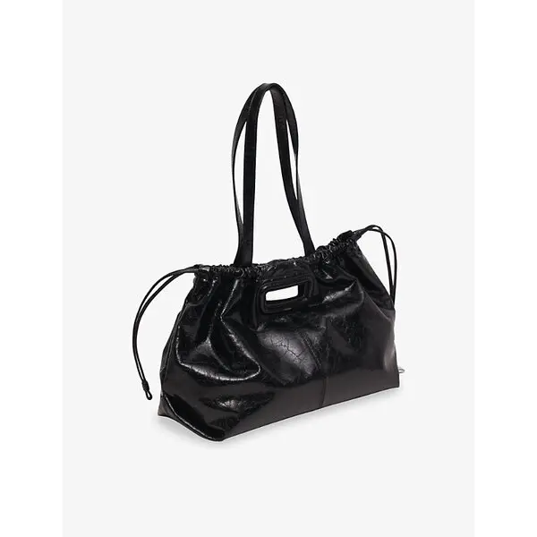 Maje Crackled Leather Tote Bag - Black