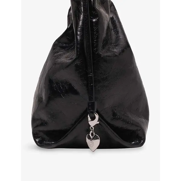 Maje Crackled Leather Tote Bag - Black