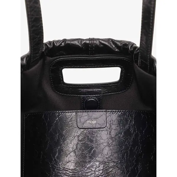Maje Crackled Leather Tote Bag - Black