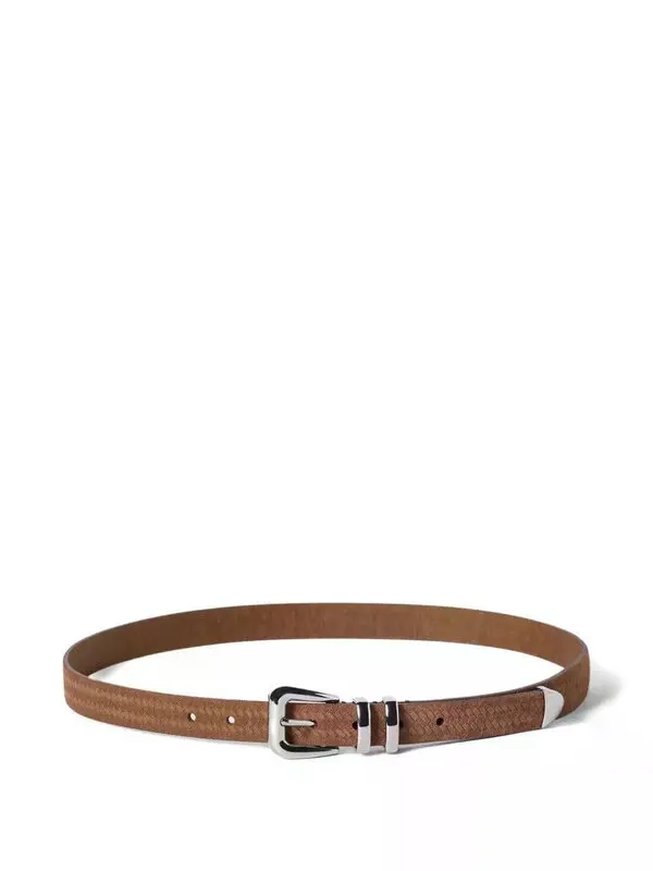 Brunello Cucinelli Reversed Calfskin Belt With Chevron Design - Brown
