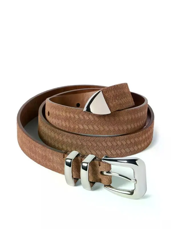 Brunello Cucinelli Reversed Calfskin Belt With Chevron Pattern