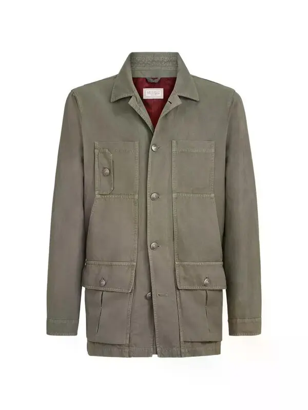 Brunello Cucinelli Cotton And Linen Canvas Outerwear Jacket - Green