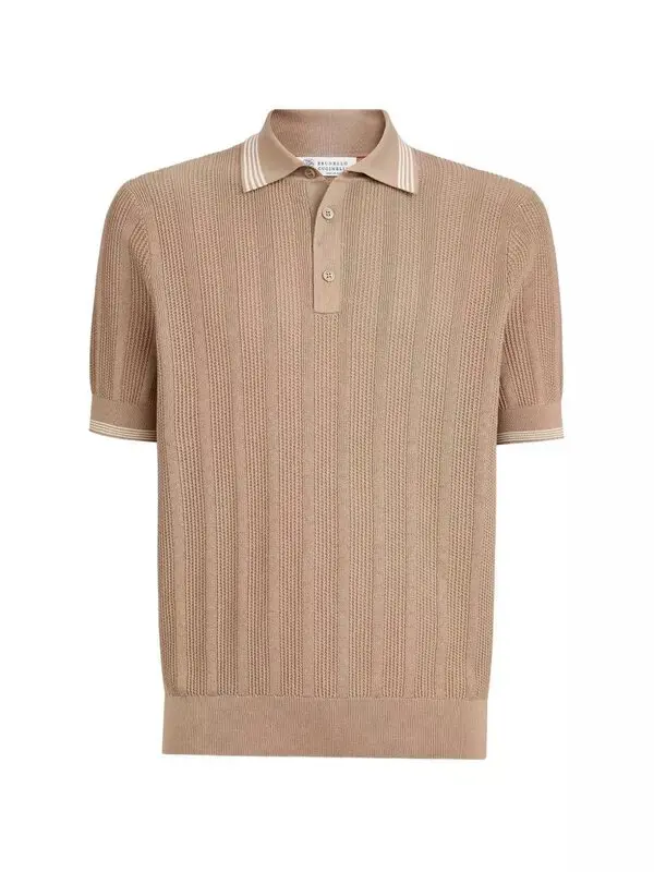 Brunello Cucinelli Cotton Textured Rib-knit Polo