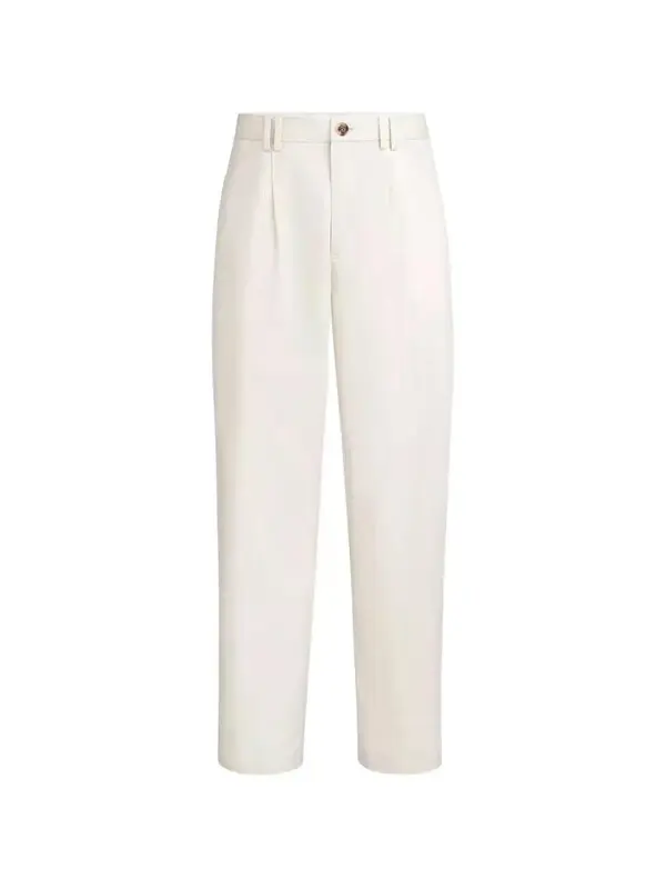 Brunello Cucinelli Pleated Cotton And Linen Canvas Trousers - Neutrals