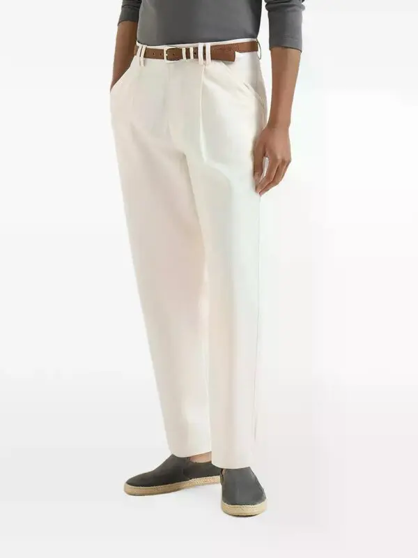 Brunello Cucinelli Pleated Cotton And Linen Canvas Trousers