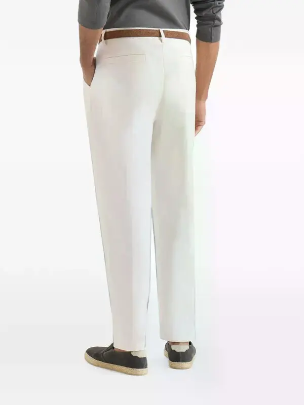 Brunello Cucinelli Pleated Cotton And Linen Canvas Trousers