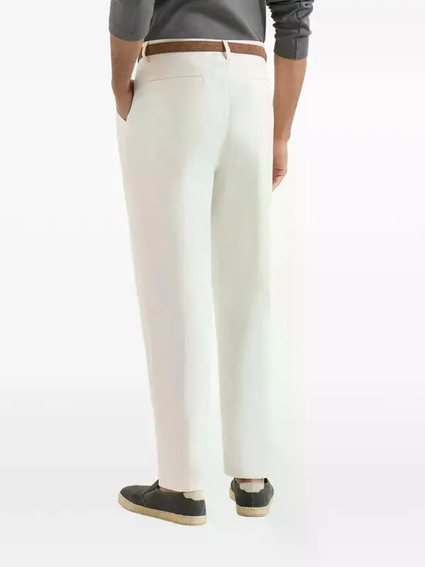Brunello Cucinelli Pleated Cotton And Linen Canvas Trousers - Neutrals