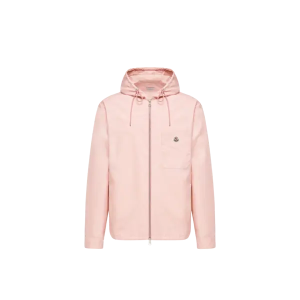 Moncler Cotton Blend Poplin Hooded Shirt Jacket - Pink