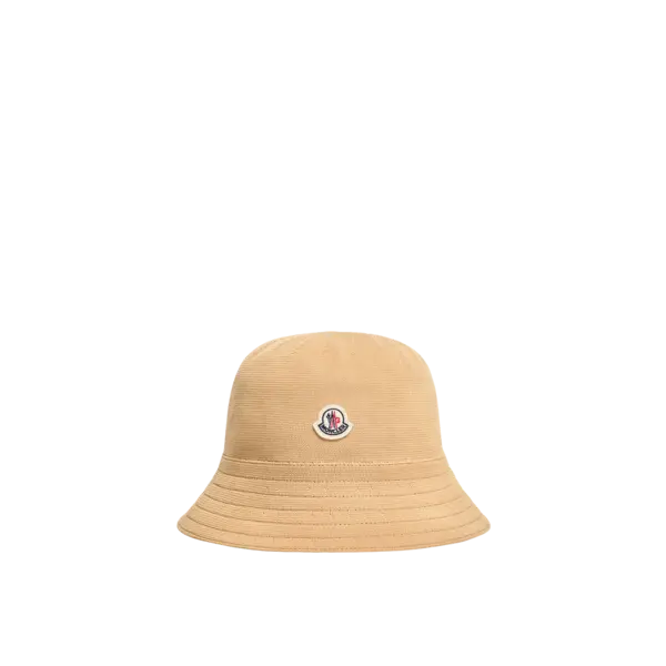 Moncler Logo Patch Bucket Hat - Beige