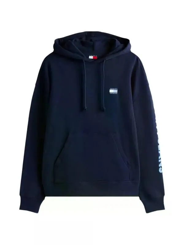 Tommy Hilfiger Logo-patch Drawstring Cotton Hoodie - Blue