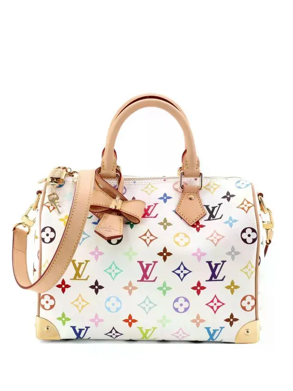 LOUIS VUITTON X Takashi Murakami Speedy Soft Bandouliere Bag Monogram Multicolor 25 Satchel - White