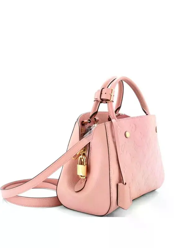 LOUIS VUITTON Montaigne Handbag Monogram Empreinte Leather Bb Satchel - Pink