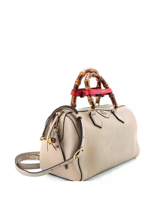 Gucci Diana Nm Bamboo Handle Boston Bag Leather Handbag - Neutrals