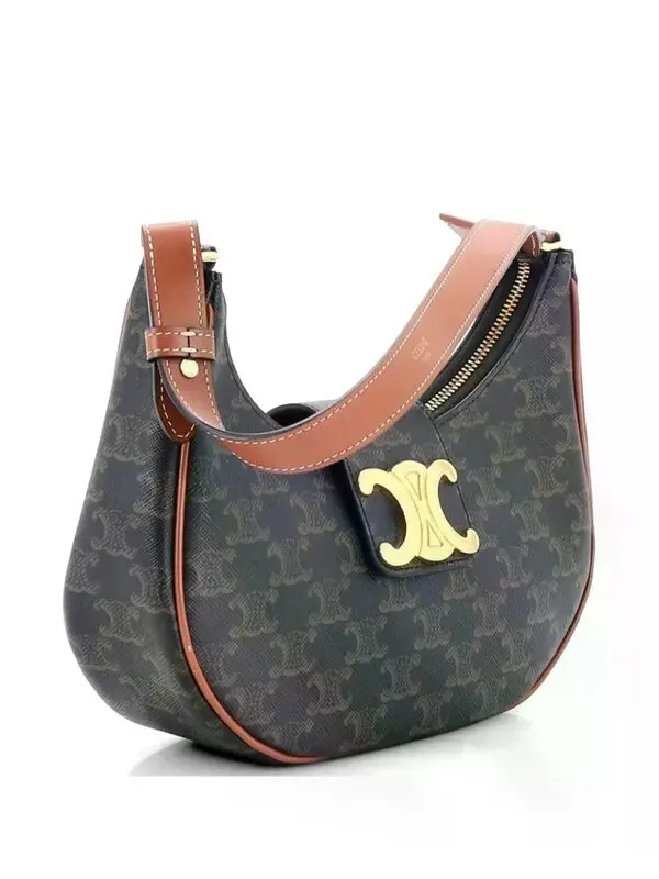Celine Ava Triomphe Coated Canvas Shoulder Bag - Brown