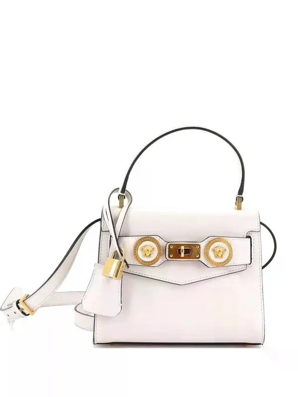 Versace Icon Convertible Top Handle Bag Leather Mini Satchel - White