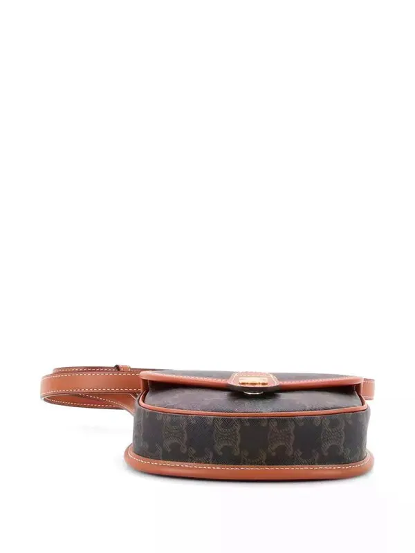 Celine Besace Flap Bag Triomphe Coated Canvas Mini - Brown