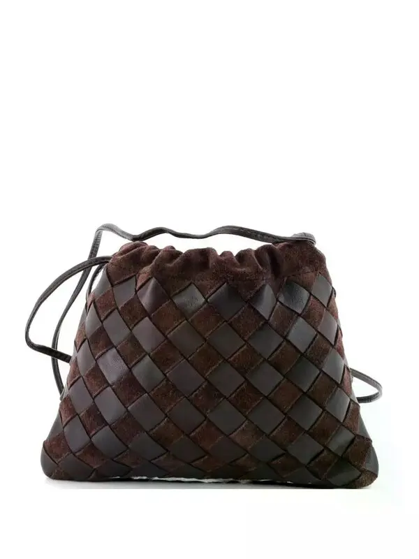 Bottega Veneta Intrecciato Leather And Suede Small Crossbody Bag - Brown