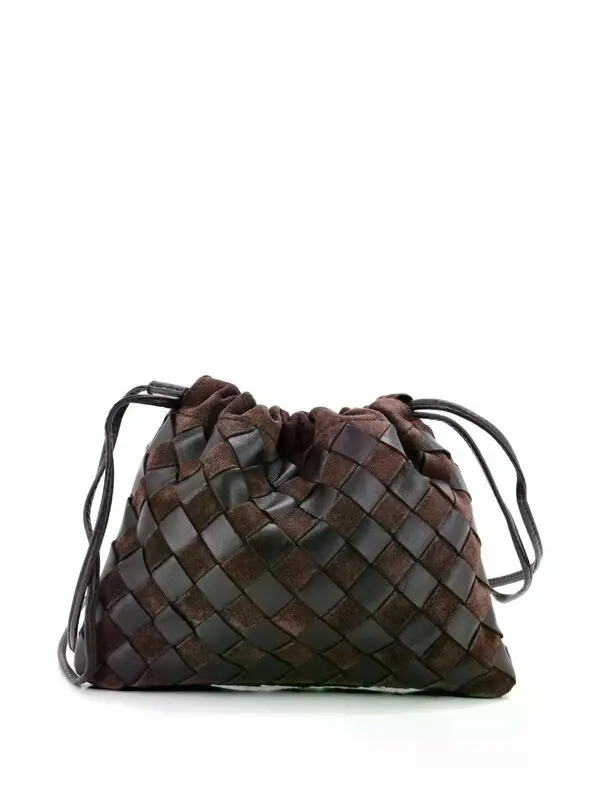 Bottega Veneta Intrecciato Leather And Suede Small Crossbody Bag - Brown