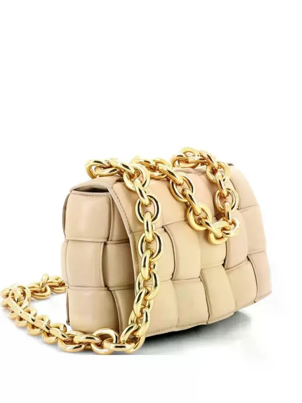 Bottega Veneta Cassette Chain Padded Maxi Intrecciato Leather Crossbody Bag - Neutrals