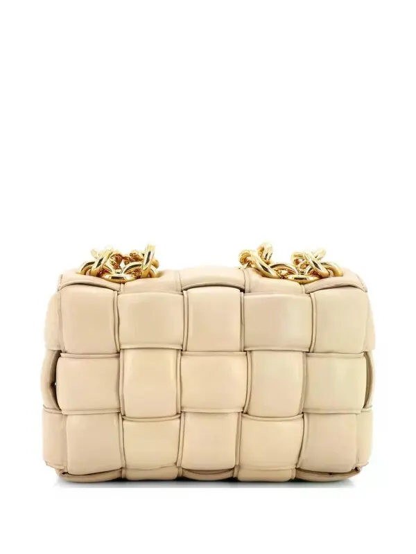 Bottega Veneta Cassette Chain Padded Maxi Intrecciato Leather Crossbody Bag - Neutrals
