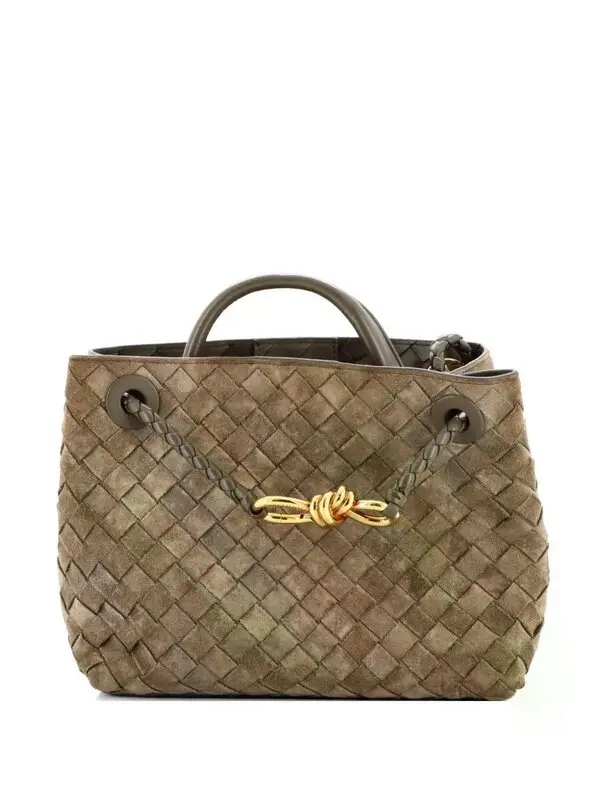 Bottega Veneta Andiamo Top Handle Bag Intrecciato Nappa Small Satchel - Green
