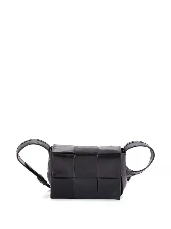 Bottega Veneta Cassette Maxi Intrecciato Leather Crossbody Bag - Black