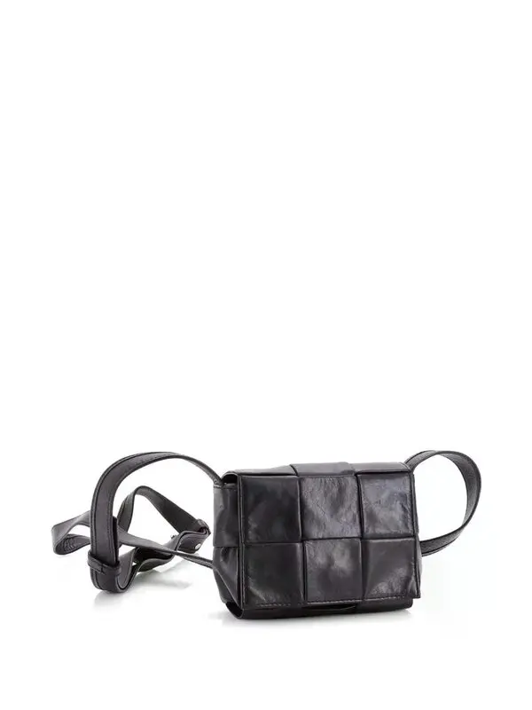 Bottega Veneta Cassette Maxi Intrecciato Leather Crossbody Bag - Black