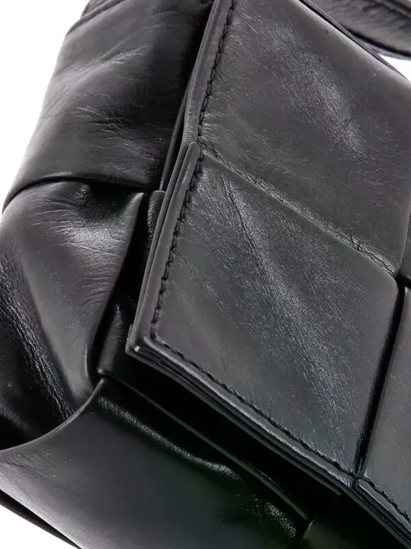 Bottega Veneta Cassette Maxi Intrecciato Leather Crossbody Bag - Black