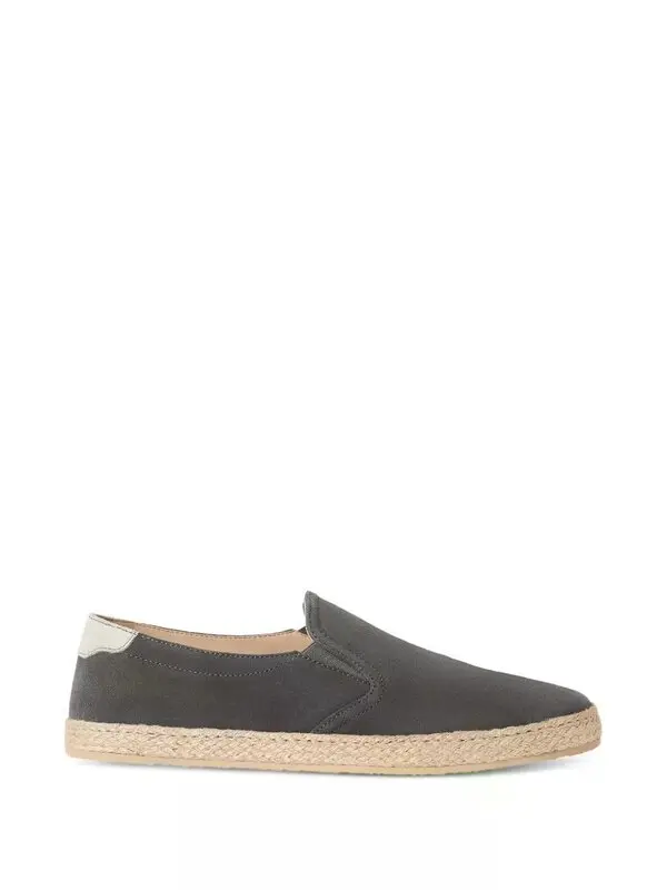 Brunello Cucinelli Suede Slip-ons With Rope Insert - Grey