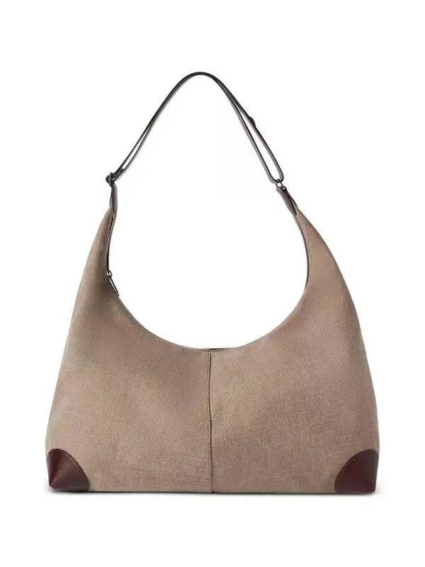 Brunello Cucinelli Water-resistant Messenger Bag In Canvas And Burnished Calfskin