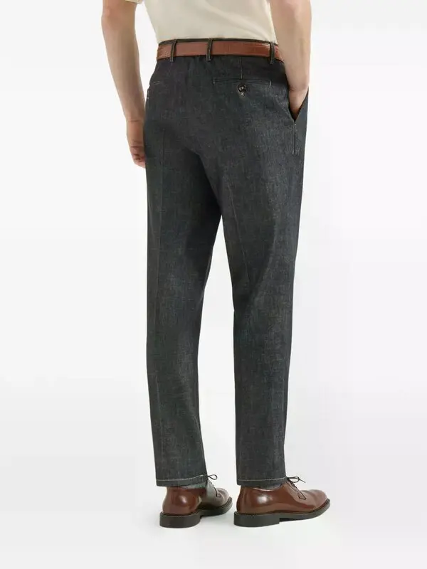 Brunello Cucinelli Lightweight Denim Trousers With Pleat - Blue