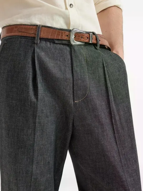 Brunello Cucinelli Lightweight Denim Trousers With Pleat - Blue