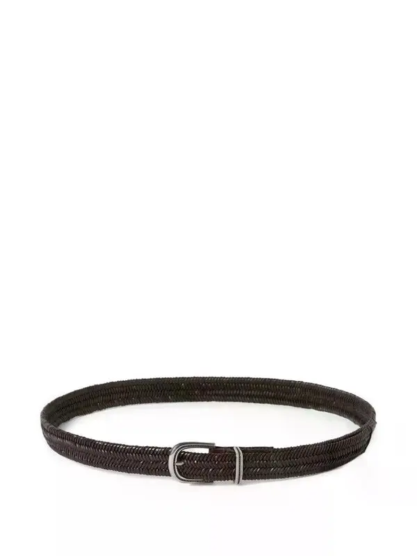 Brunello Cucinelli Chevron Braided Leather Belt - Brown