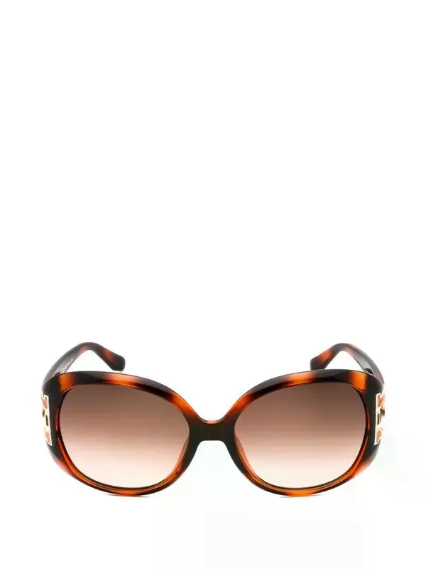 FERRAGAMO Gancini Oval-frame Sunglasses - Brown