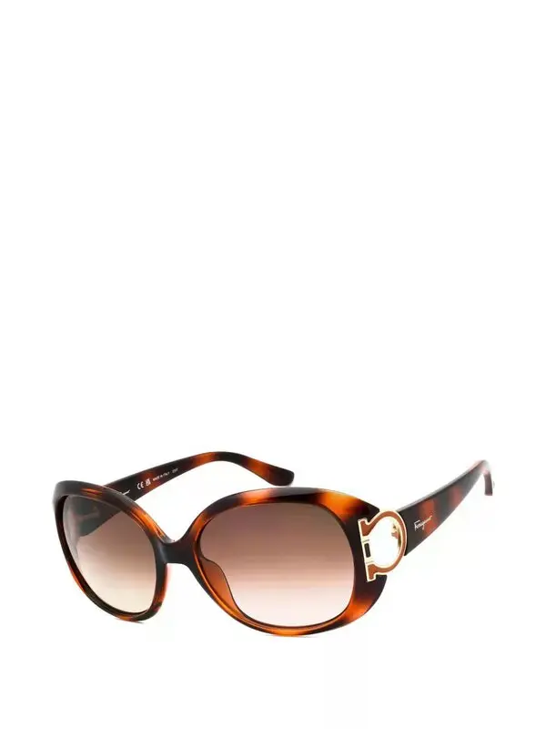FERRAGAMO Gancini Oval-frame Sunglasses