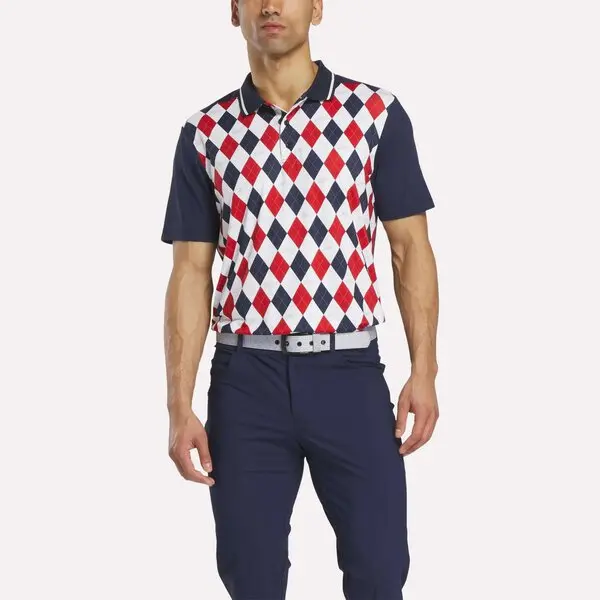 REEBOK Vector Argyle Print Polo - Vector Navy/vector Red/white