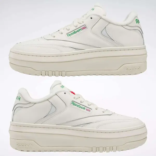 REEBOK Club C Extra Platform Sneakers - Chalk/chalk/glen Green