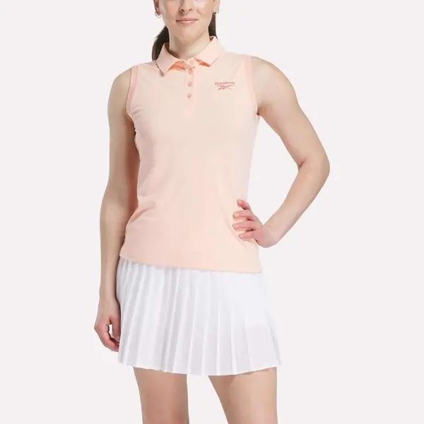REEBOK Micro Pique Sleeveless Polo Shirt - Future Pink/faded Rose