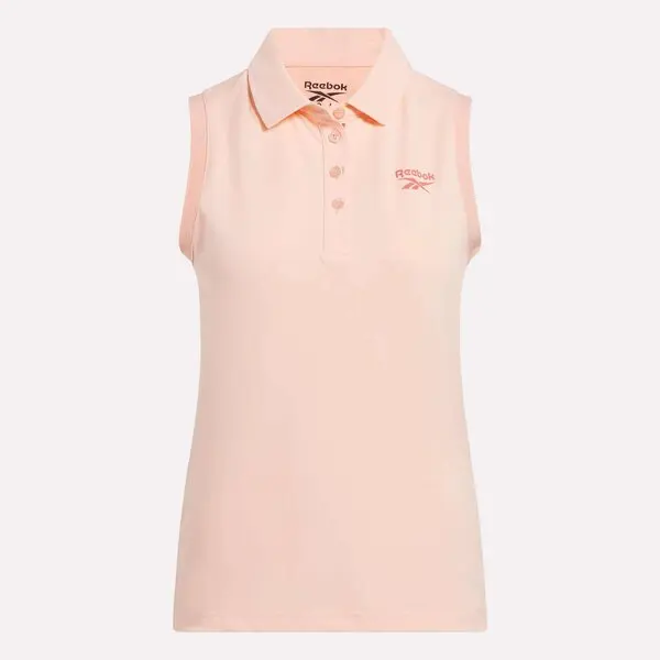 REEBOK Micro Pique Sleeveless Polo Shirt - Future Pink/faded Rose