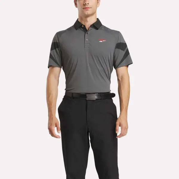 REEBOK Signature Vector Colorblocked Polo Shirt - Black