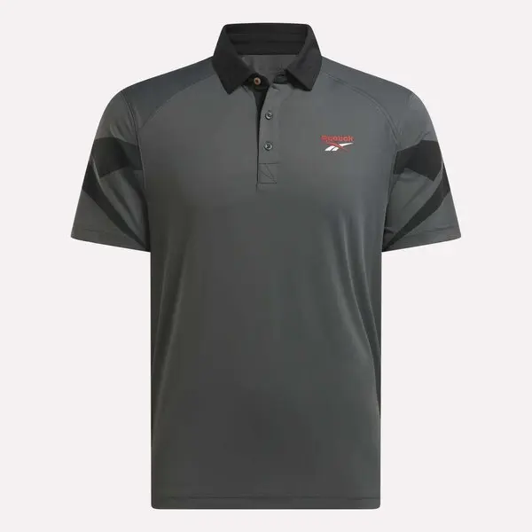 REEBOK Signature Vector Colorblocked Polo Shirt - Black
